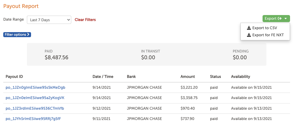 Reconciliation Reporting/Payout Report – SchoolAdmin