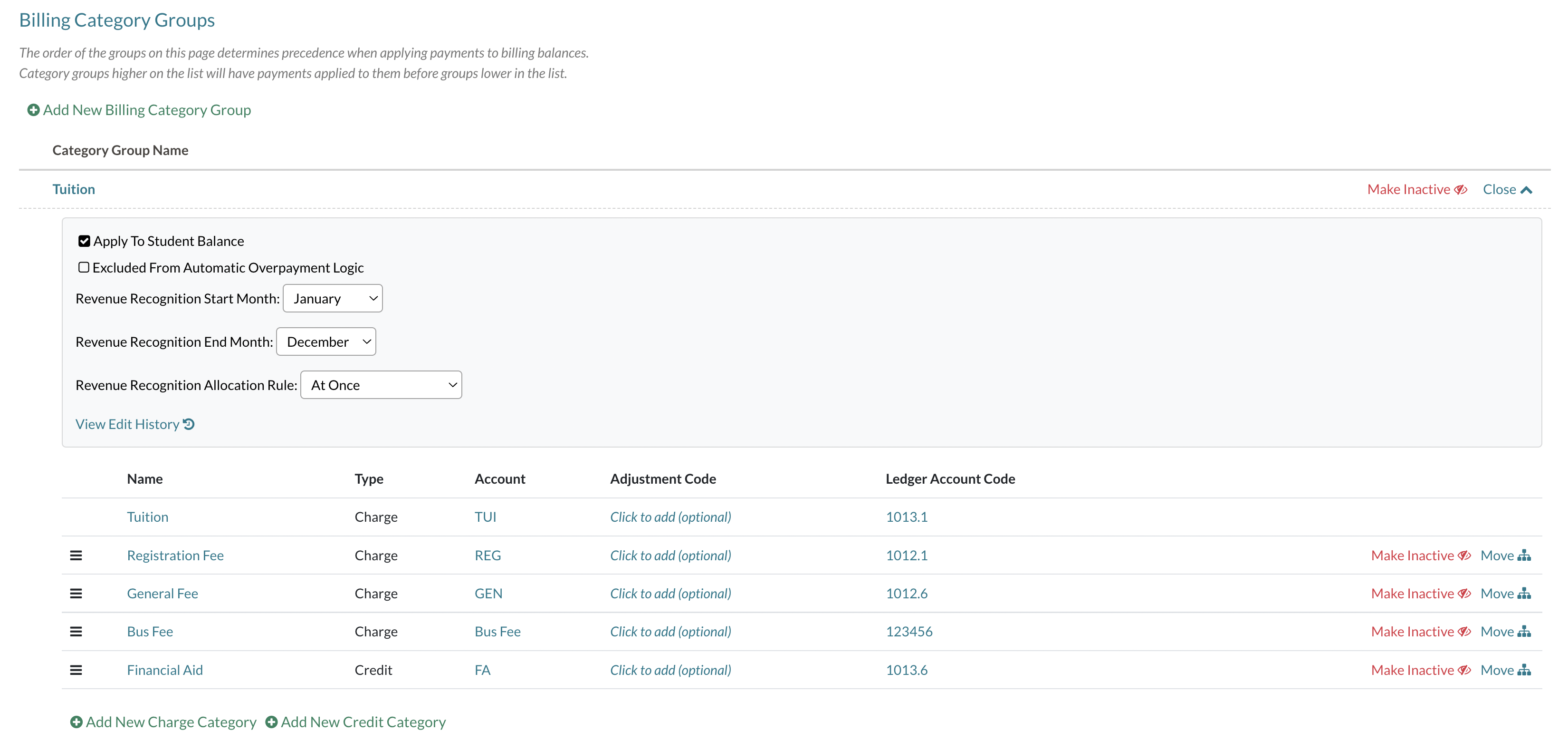 Billing Categories – Finalsite Enrollment