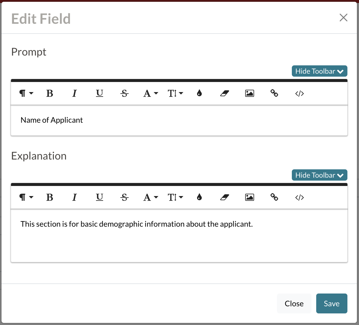 Forms: Basic Form Editor (Text Edits) – Finalsite Enrollment